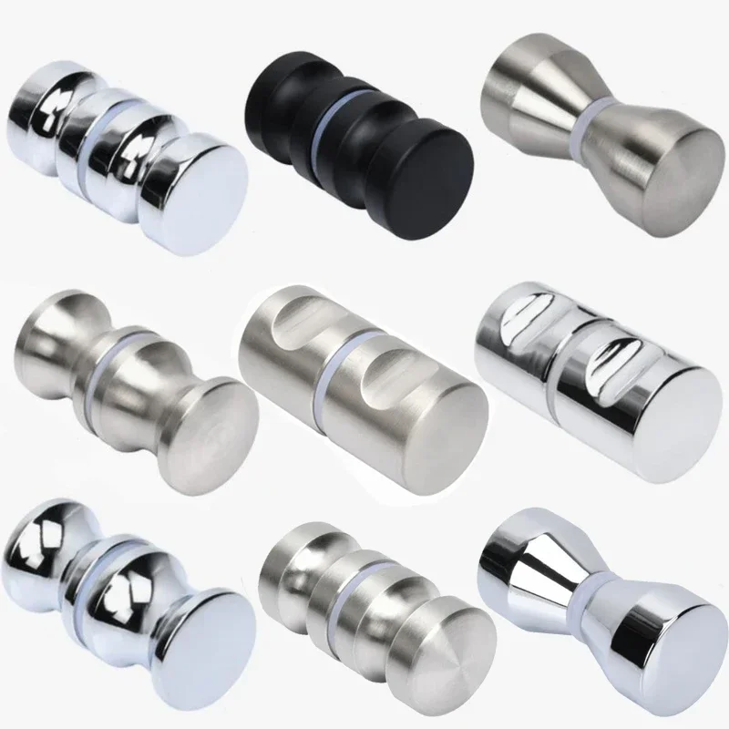 304-Stainless-Steel-Glass-Door-Handle-Back-to-Back-Knob-Puller-Push ...