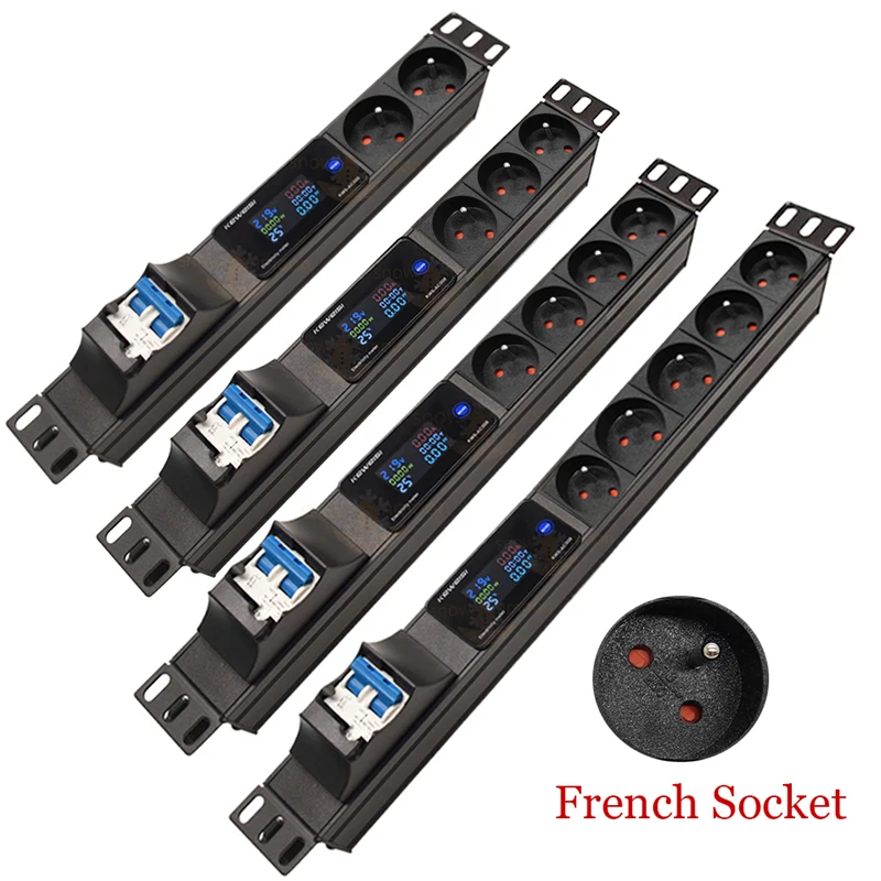 PDU-Power-Strip-French-socket-Distribution-Unit-Digital-Voltmeter ...