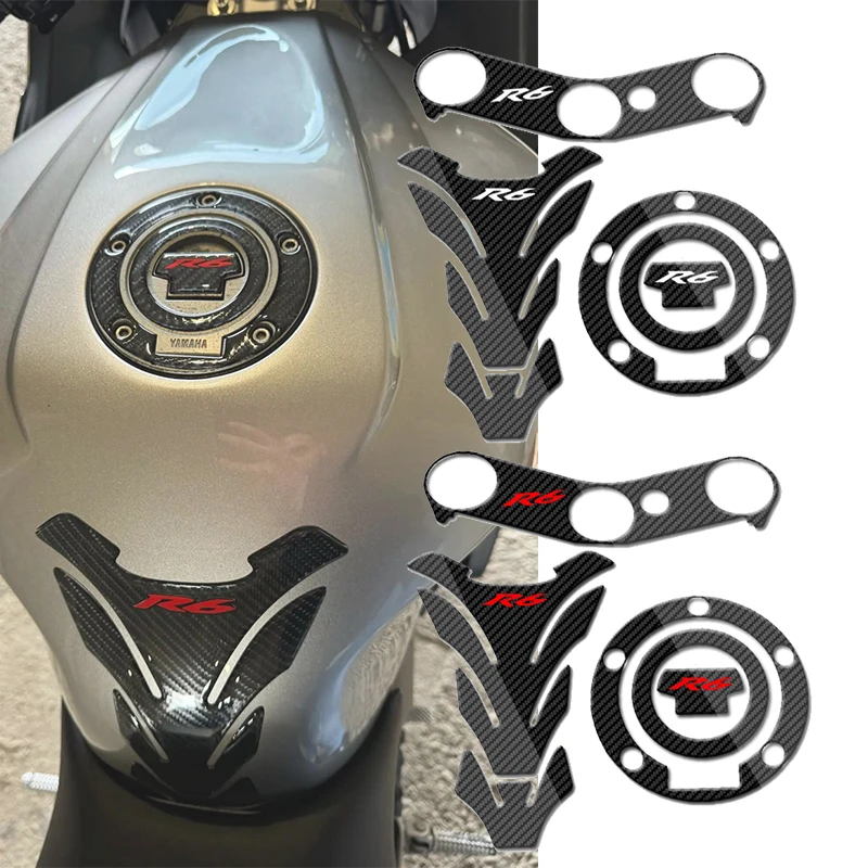 Tank Pad Oil Gas Cap Cover Triple Clamp Protector Carbon Motorcycle ...