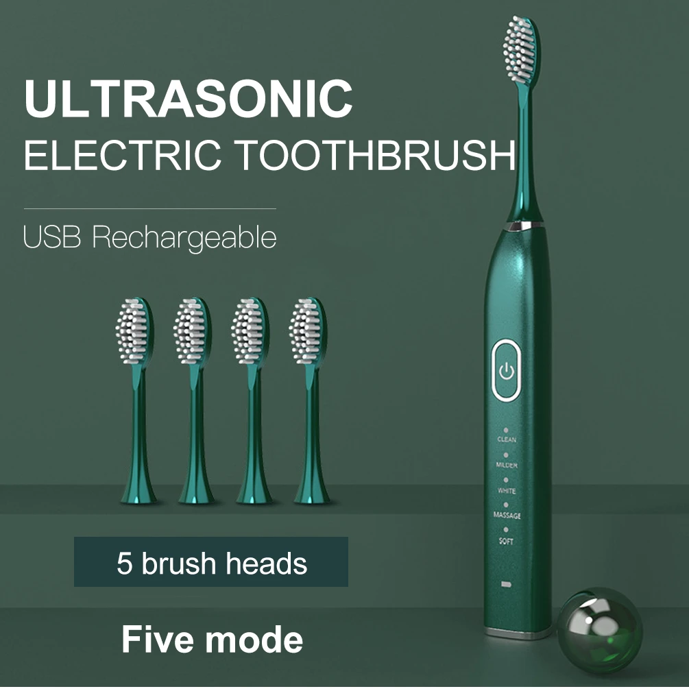 Rechargeable Sonic Electric Toothbrush green 本物保証!