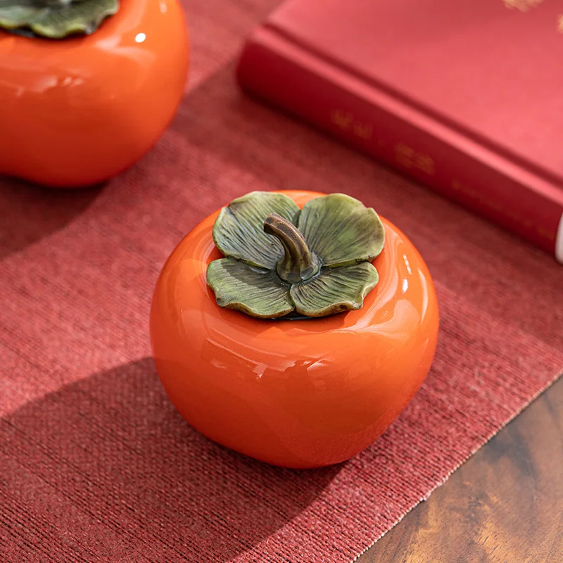 Lifelike Lovely Luster Color Glaze Persimmon Fruit Ceramics Ornament ...