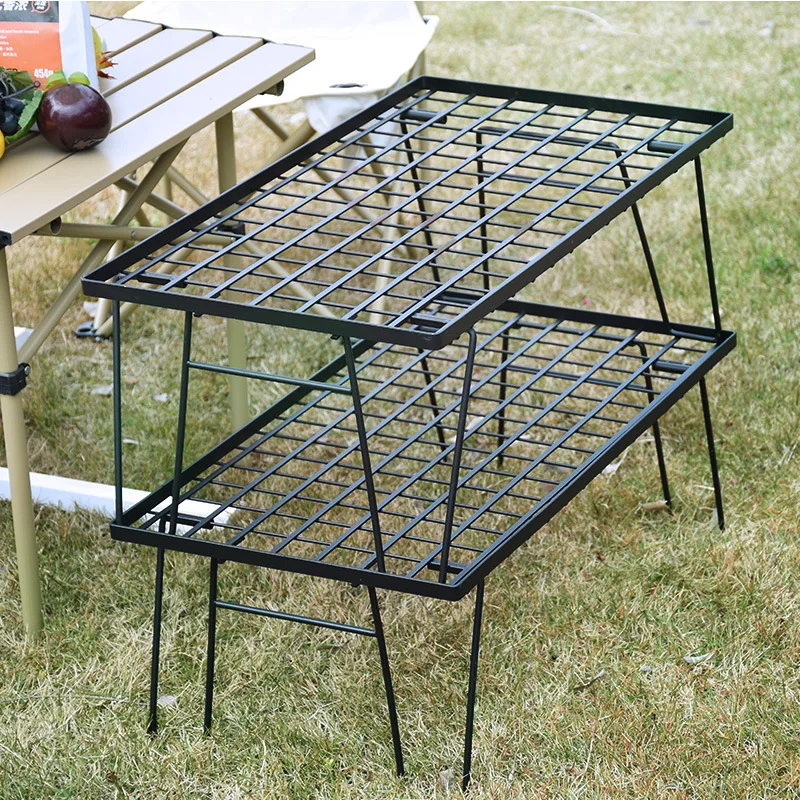 Outdoor-Portable-Storage-Rack-Shelf-Mesh-Table-Camping-Equipment-Picnic ...