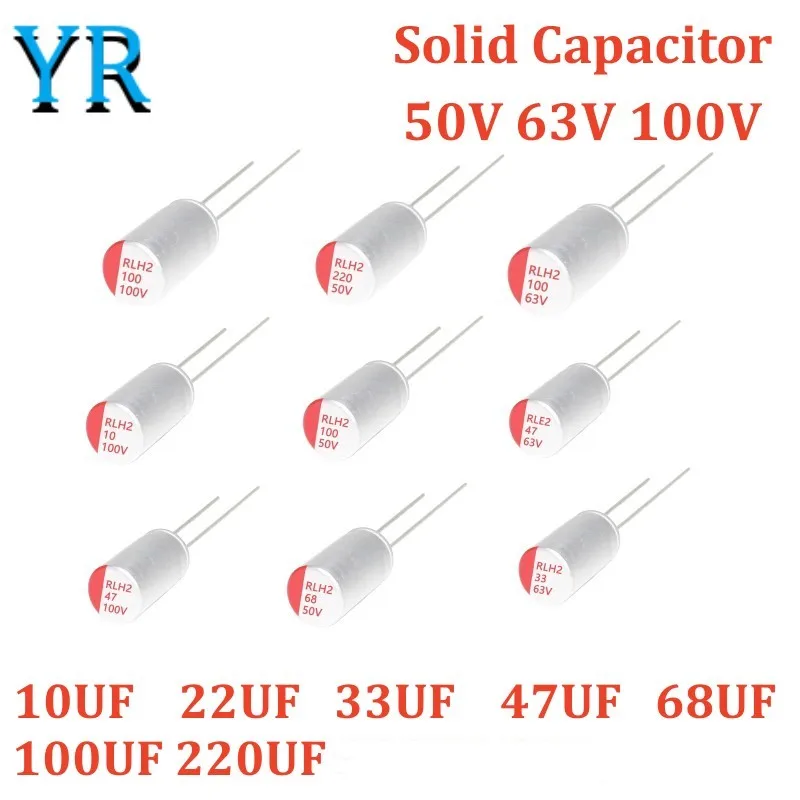 10PCS 50V 63V 100V DIP Solid Electrolytic Capacitor 10UF 22UF 33UF 47UF ...