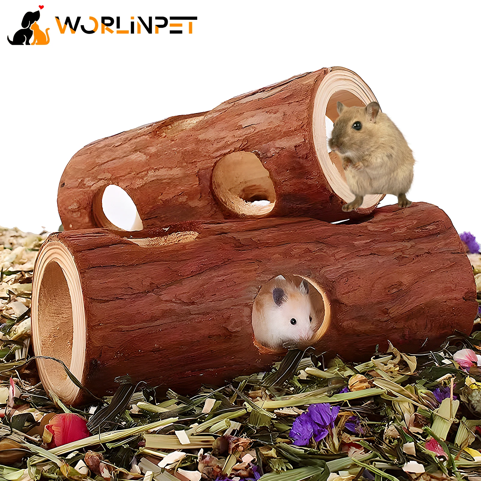 Wolinpet-Natural-Wooden-Hamster-Mouse-Tunnel-Tube-Toy-Forest-Hollow ...