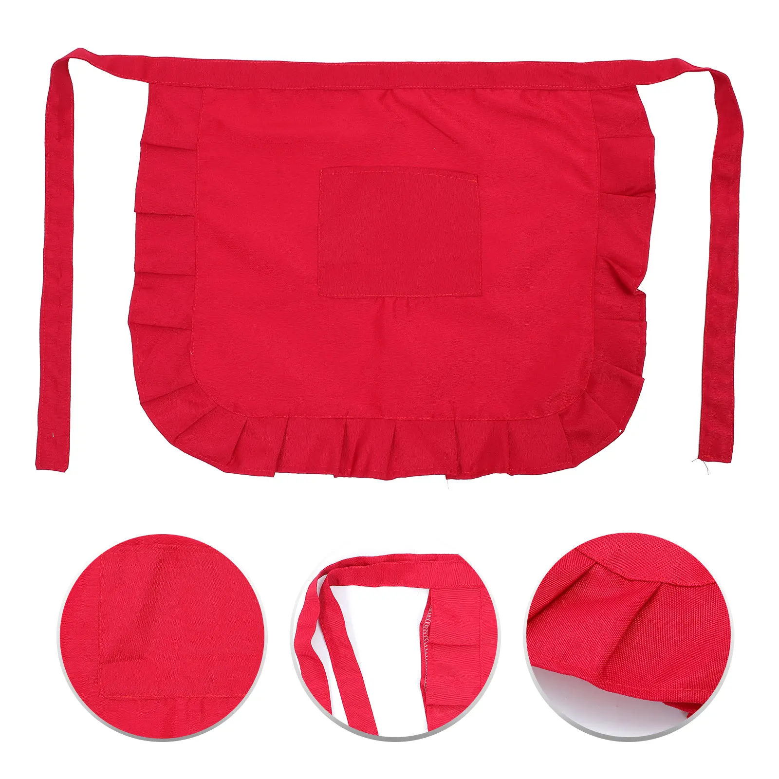 1pc Half-length Apron Chef Waiter Practical Red Cooking Apron for ...