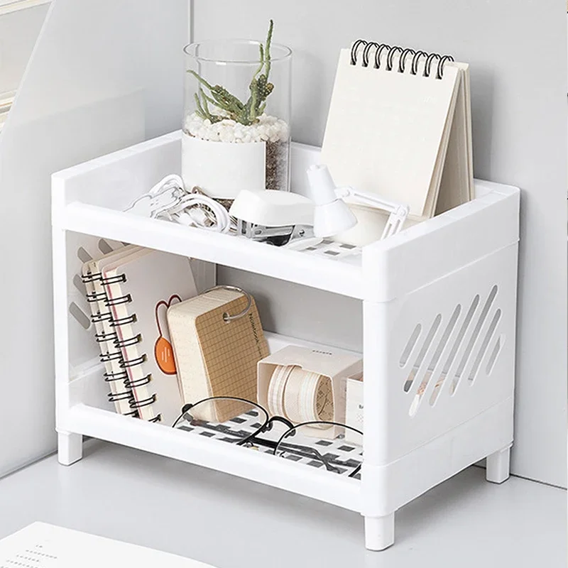 1PC-PP-Desktop-Double-Layer-Storage-Rack-Rectangular-White-Organizing ...