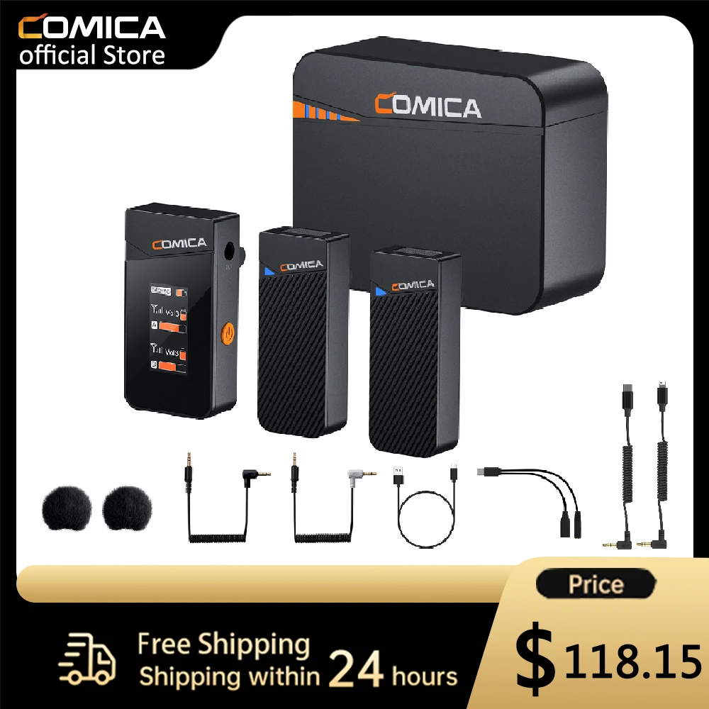 Comica Vimo C 2.4G Mini microfone de lapela sem fio com estojo de ...