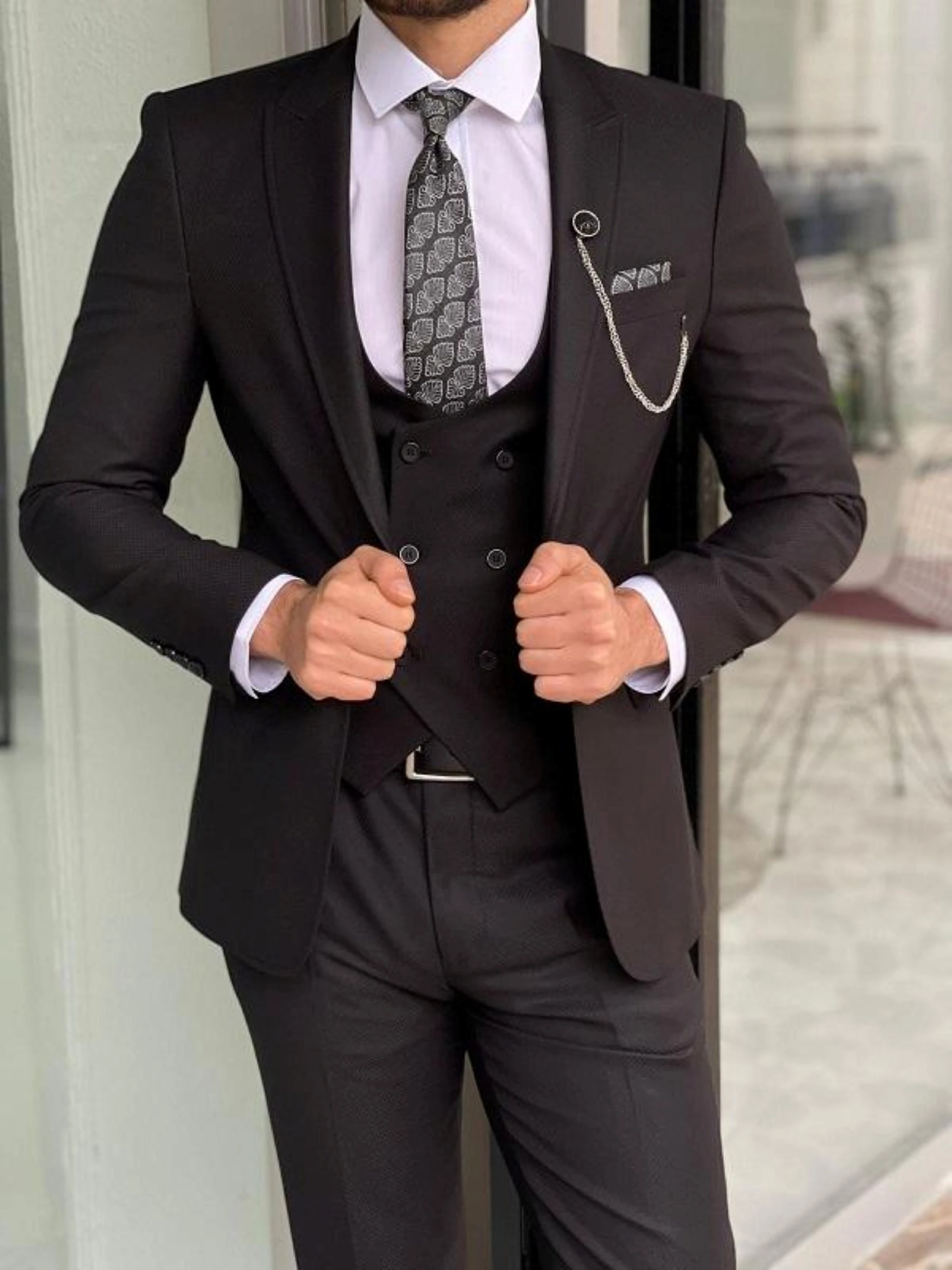 Elegant Black Suits For Men Wedding Bridegroom Tuxedo High Quality ...