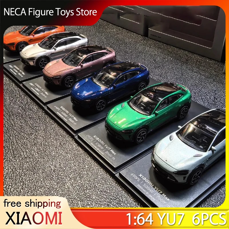 New Xiaomi Yu7 1:64 Diecast Car Model Set 6 Color Alloy Pull-Back ...