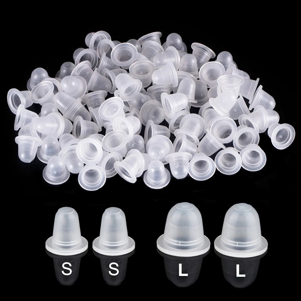 100/300/500/1000PCS Soft Silicone Microblading Tattoo Ink Cup Cap S/L ...