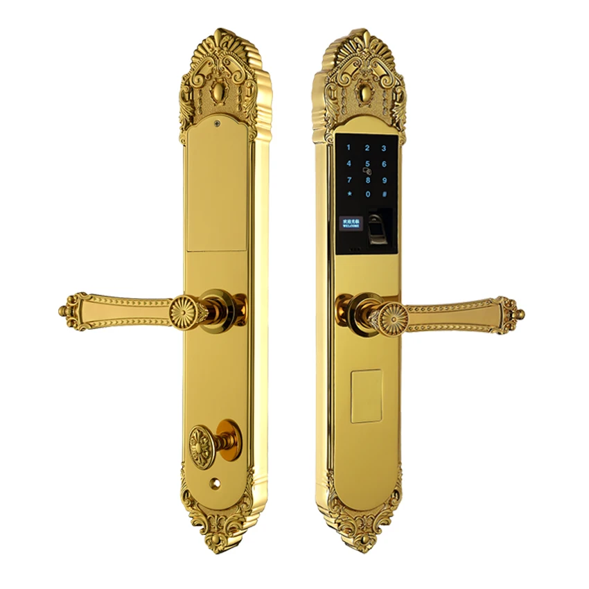 Luxury-Villa-Door-Copper-Smart-Lock-With-Fingerprint-Password-Card-Key ...