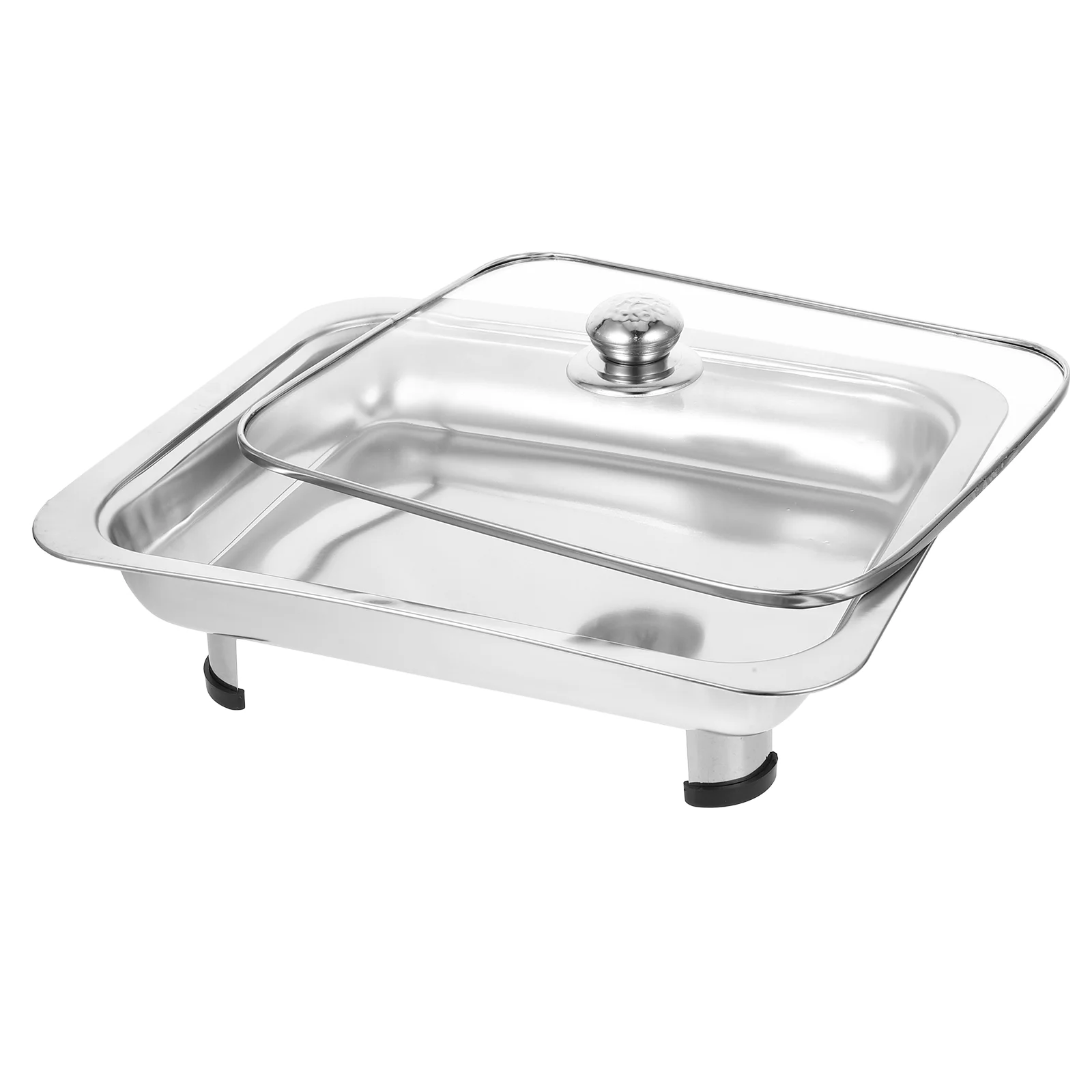 Steel-Buffet-Simple-Tray-Party-Metal-Stainless-Serving-Plate-Food ...