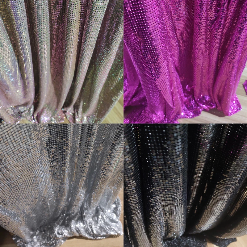 45*30CM Bling Metal Mesh Fabric Metallic Cloth Sequin Sequined Fabric ...
