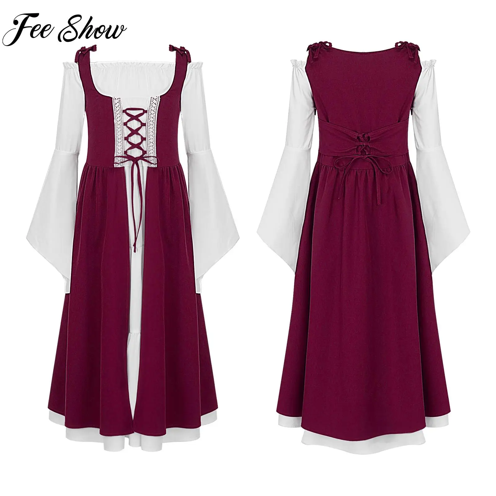 Kids-Girls-Medieval-Renaissance-Style-Dress-Up-Costumes-Long-Flare ...