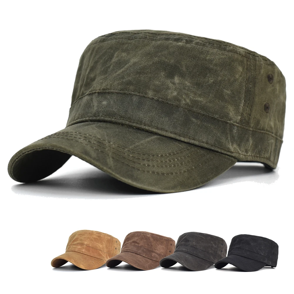 Waxed-Canvas-Cotton-Military-Caps-Men-Waterproof-Cadet-Army-Cap-Unique ...
