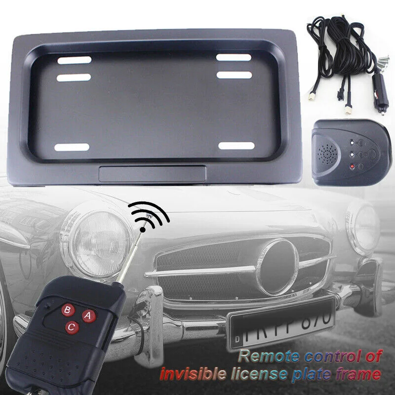 1-2-License-Plate-Frame-with-Remote-Car-Auto-Motorcycle-Weather-Proof ...