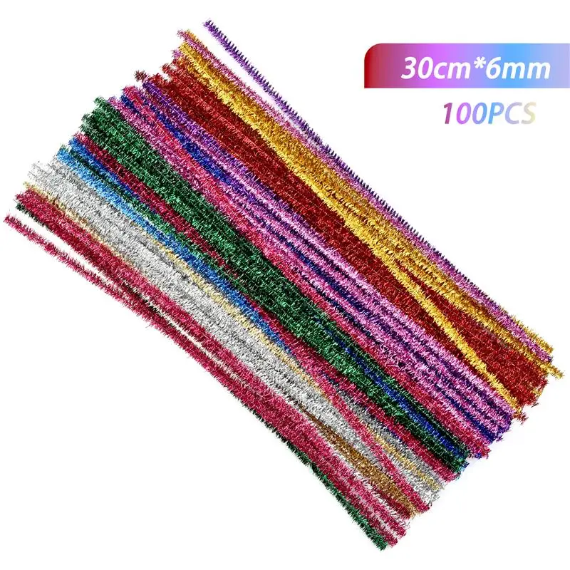 100pcs Glitter Twisting Bar Chenille Stems Wire Pipe Kids Toys DIY ...