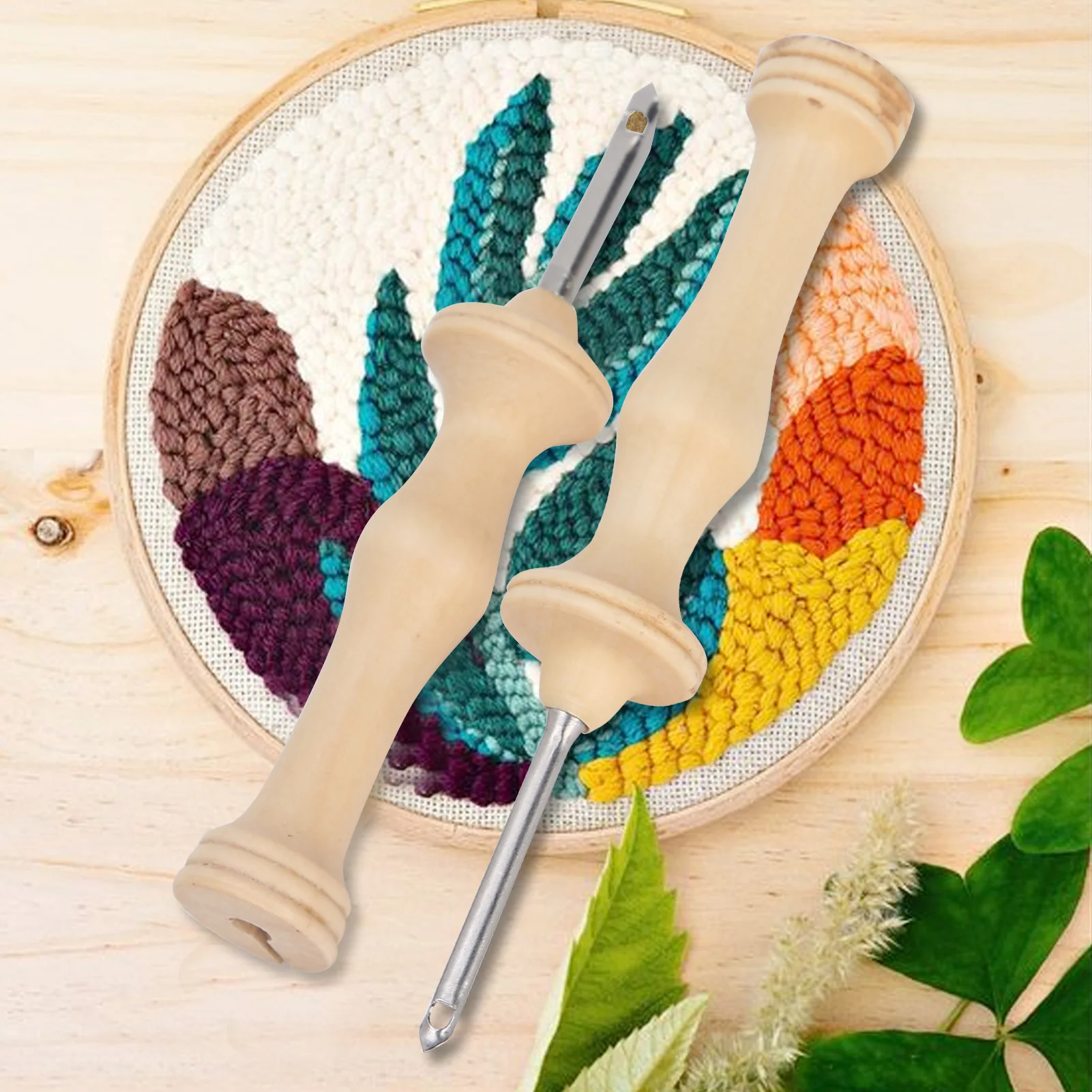 Punch Needle Embroidery Kit Wooden Handle Yarn Needle DIY Hand‑Made ...