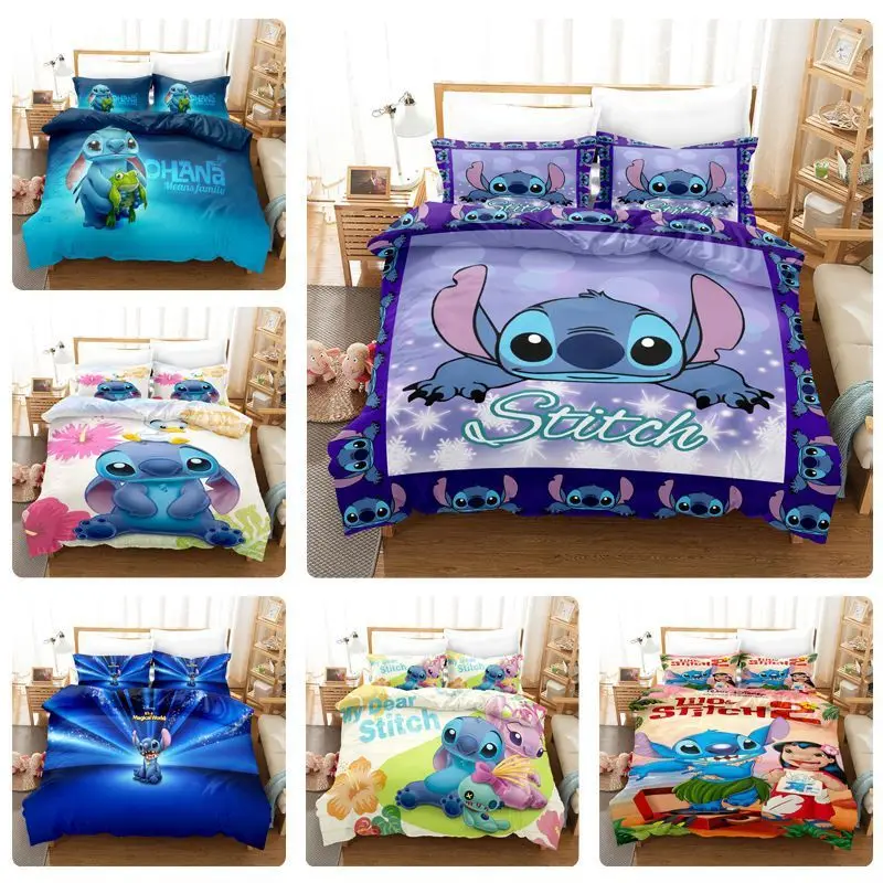 Disney-Stitch-Bedding-Set-Sheet-Pillowcase-Cartoon-Bedspread-Single ...