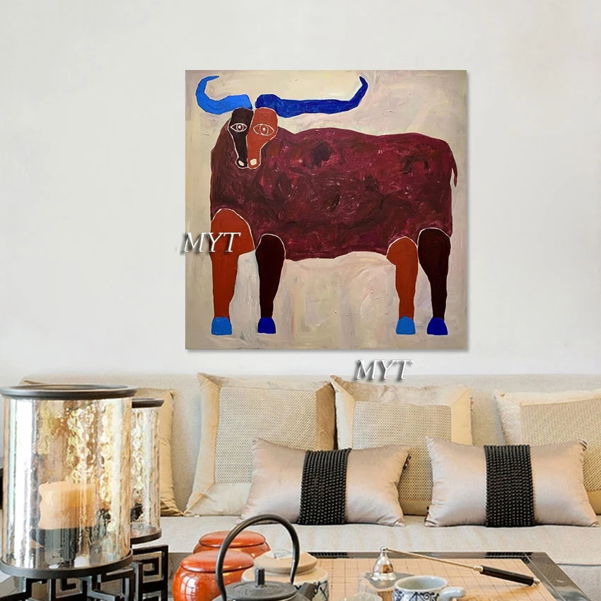 Home-Furnishing-Decoration-Cattle-Oil-Painting-Abstract-Art-Animals ...