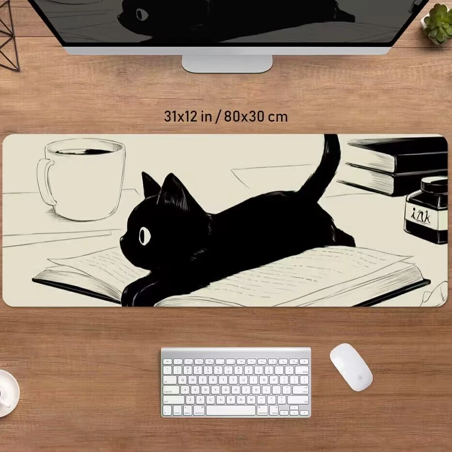 Black-Cat-Desk-Mat-Cute-Mousepad-Anime-Aesthetic-Mouse-Pad-XXL-Gaming ...