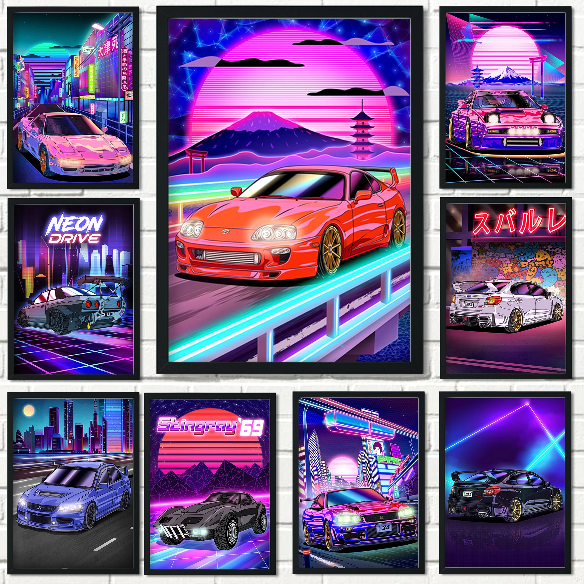 Tokyo-Street-Racing-GTR-Synthwave-80S-Print-Art-Canvas-Poster-For ...