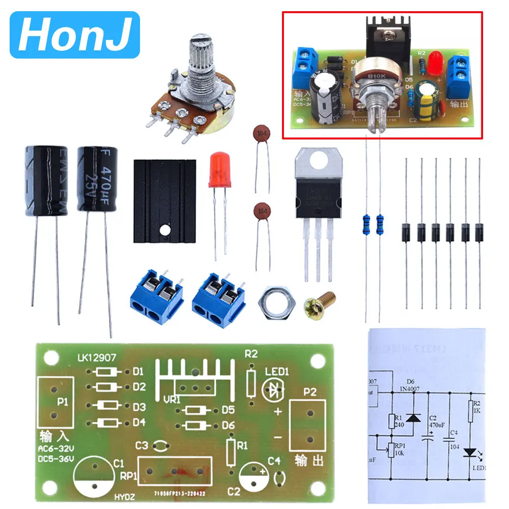 Lm317 Module Adjustable Power Supply Diy | Diy Kit Lm317 Adjustable ...