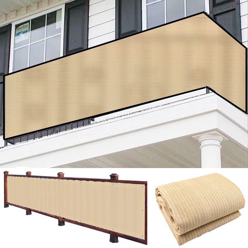 New-Thicken-Beige-Balcony-Privacy-Screen-Backyard-Garden-Fence-Mesh ...