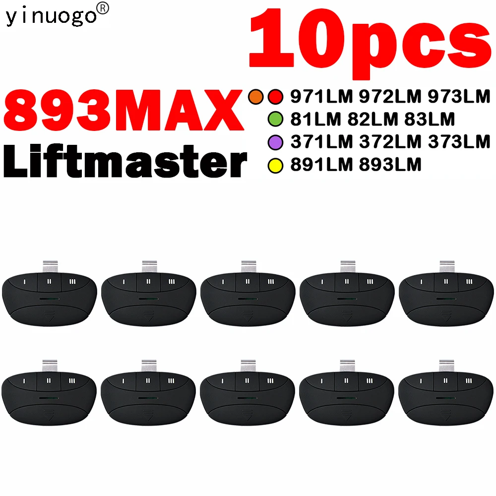 10 Pack 893MAX Lifmaster Remote Garage Door Opener Liftmaster 373LM ...