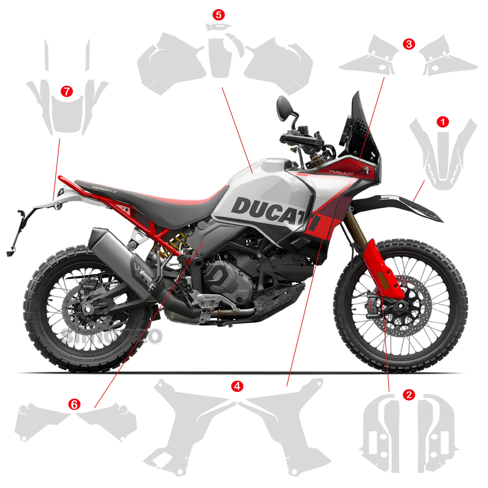 For Ducati Desert X Rally PPF Motorcycle Paint Protection Film ...