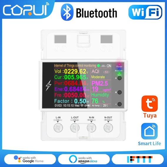 CORUI-Tuya-100A-Wifi-Bluetooth-Din-Rail-AT4PW-Smart-Energy-Meter ...