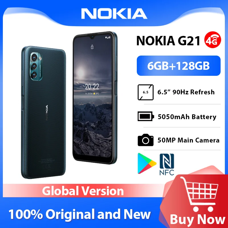 Nokia G21 6GB 128GB 4G Smartphone 6.5 inch Display 5050mAh Battery 50MP triple Camera Face ...