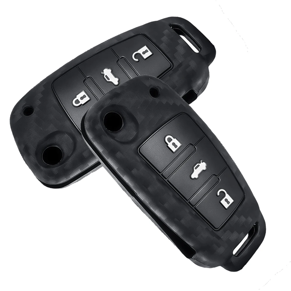 Silicone Carbon Fiber Style Car Key Case Cover For Audi A1 A3 A4 8P 8L ...