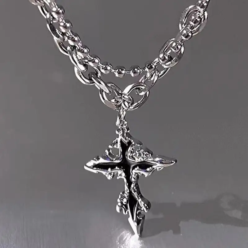 Hiphop-Punk-Long-Chain-Cross-Necklace-for-Women-Men-Punk-Double-Layer ...