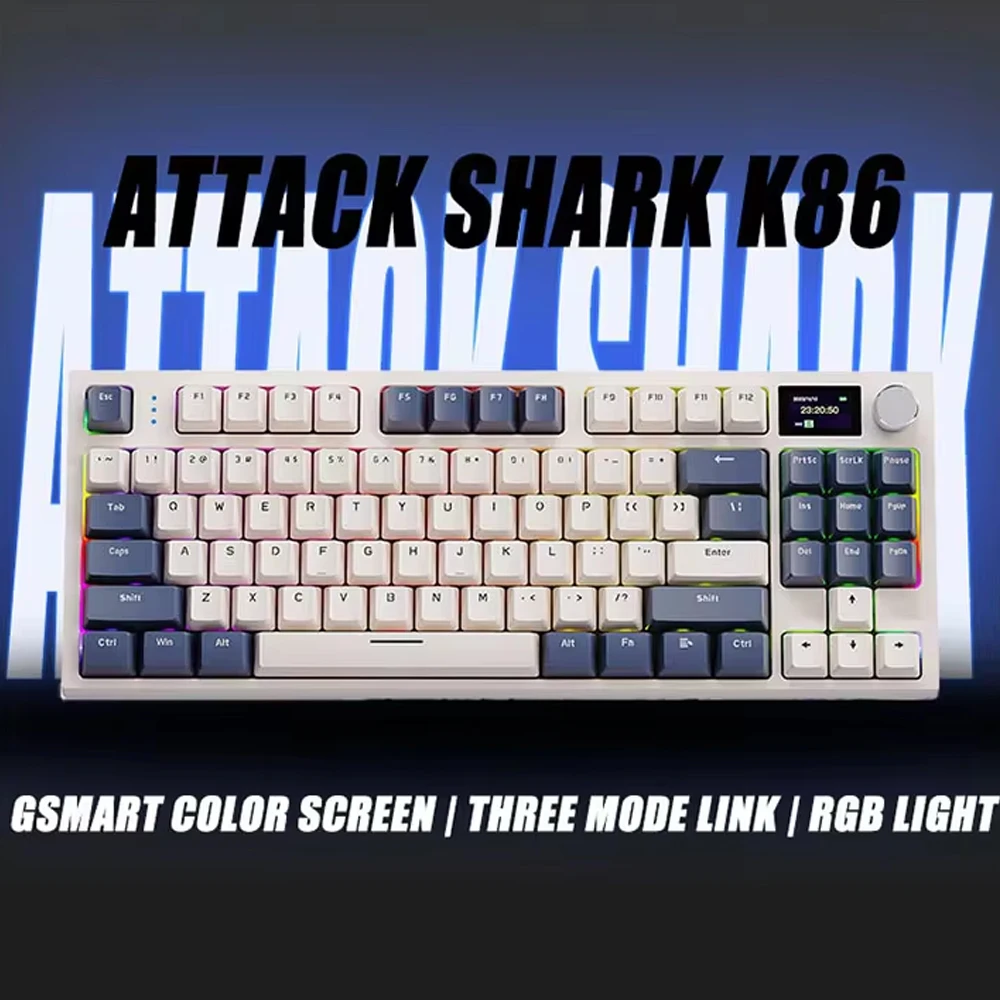 Attack-Shark-K86-Gaming-Keyboards-87keys-3-Mode-2-4g-Wired-Wireless-Hot ...