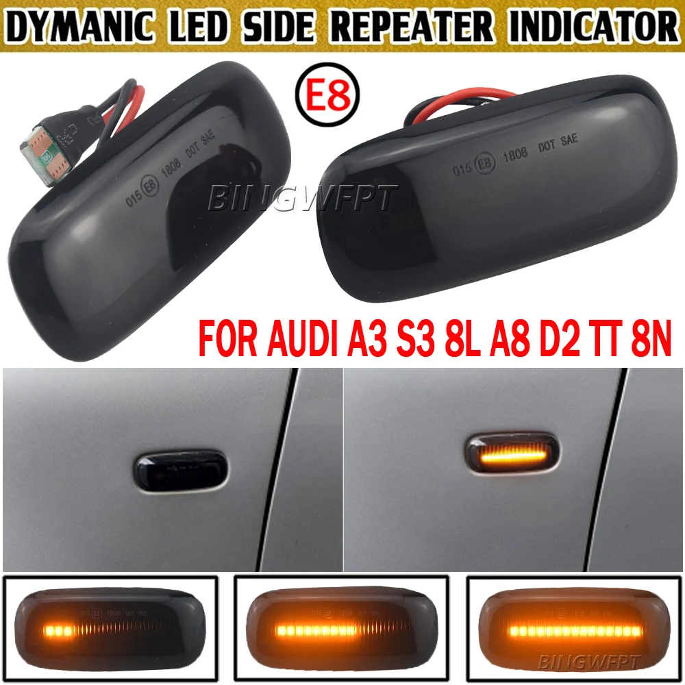 Flowing Water Blinker LED Dynamic Turn Signal Light For Audi A2 A3 8L ...