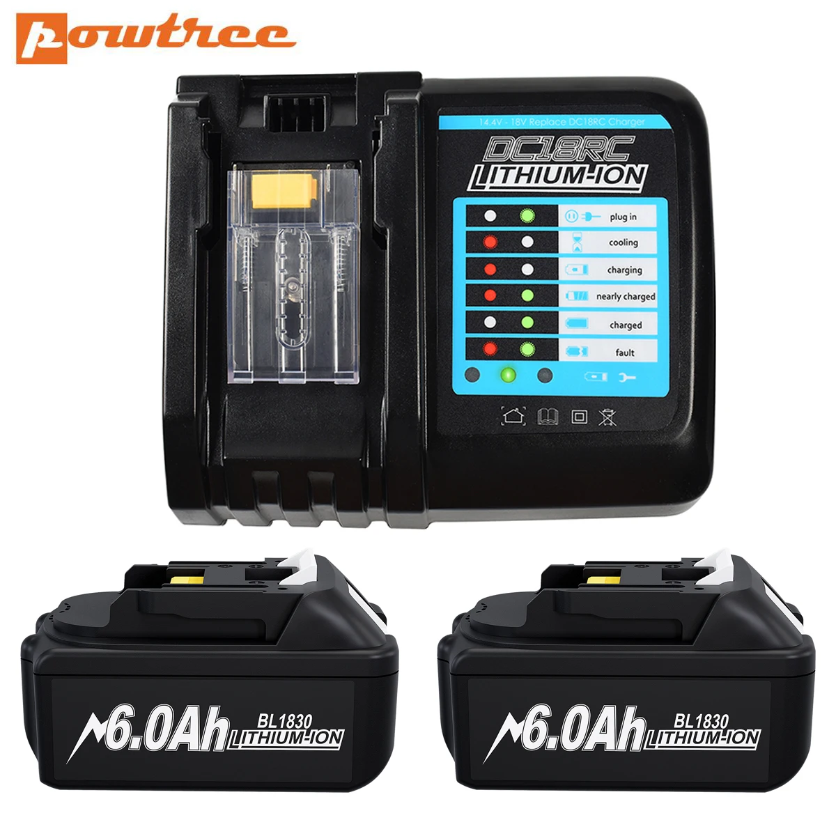 Batería recargable BL1830 de 18V, cargador de 6000mAh para Makita de 18V, herramientas BL1840 ...