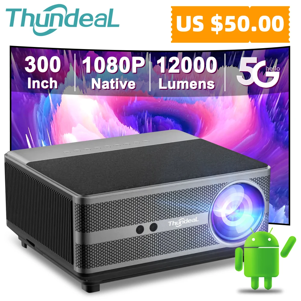 ThundeaL-Projetor Inteligente Android, Full HD 1080P, TD98, Wi-Fi, LED ...
