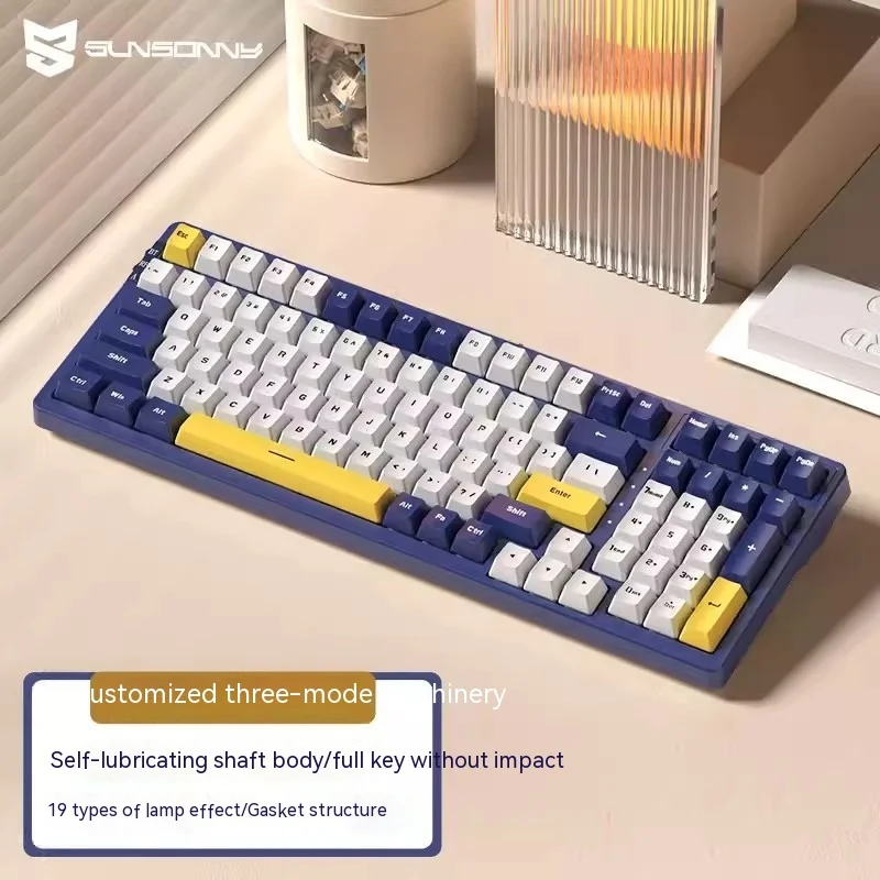 Wireless Three-mode Mechanical Keyboard Green Red Brown Switch 98 Keys ...