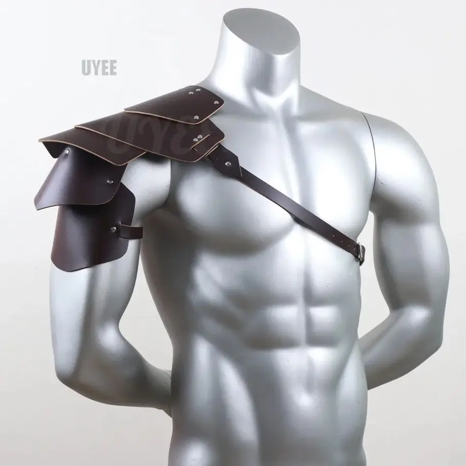 Retro-Medieval-Armor-PU-Leather-Harness-Man-Goth-Shoulder-Armour-Viking ...