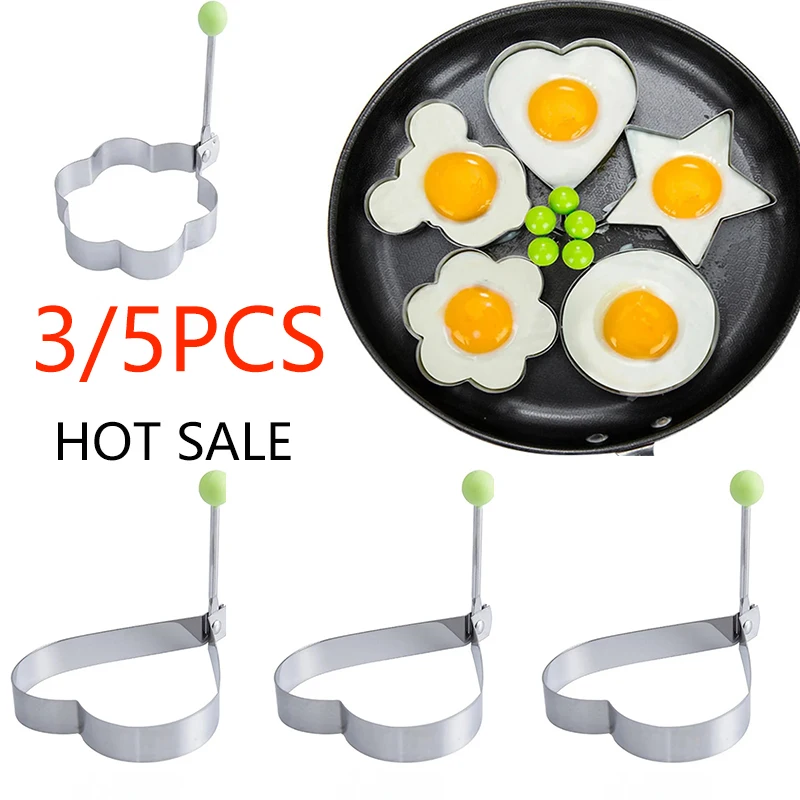 3/5PCS Stainless Steel Fried Egg Shaper Mould Pancake Mold Creative ...