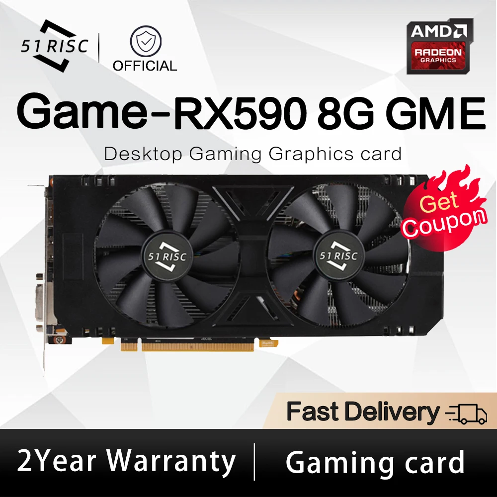 SHELI-51RISC-AMD-RX590-GME-8GB-Gaming-placa-de-v-deo-GDDR5-256Bit-PCI ...