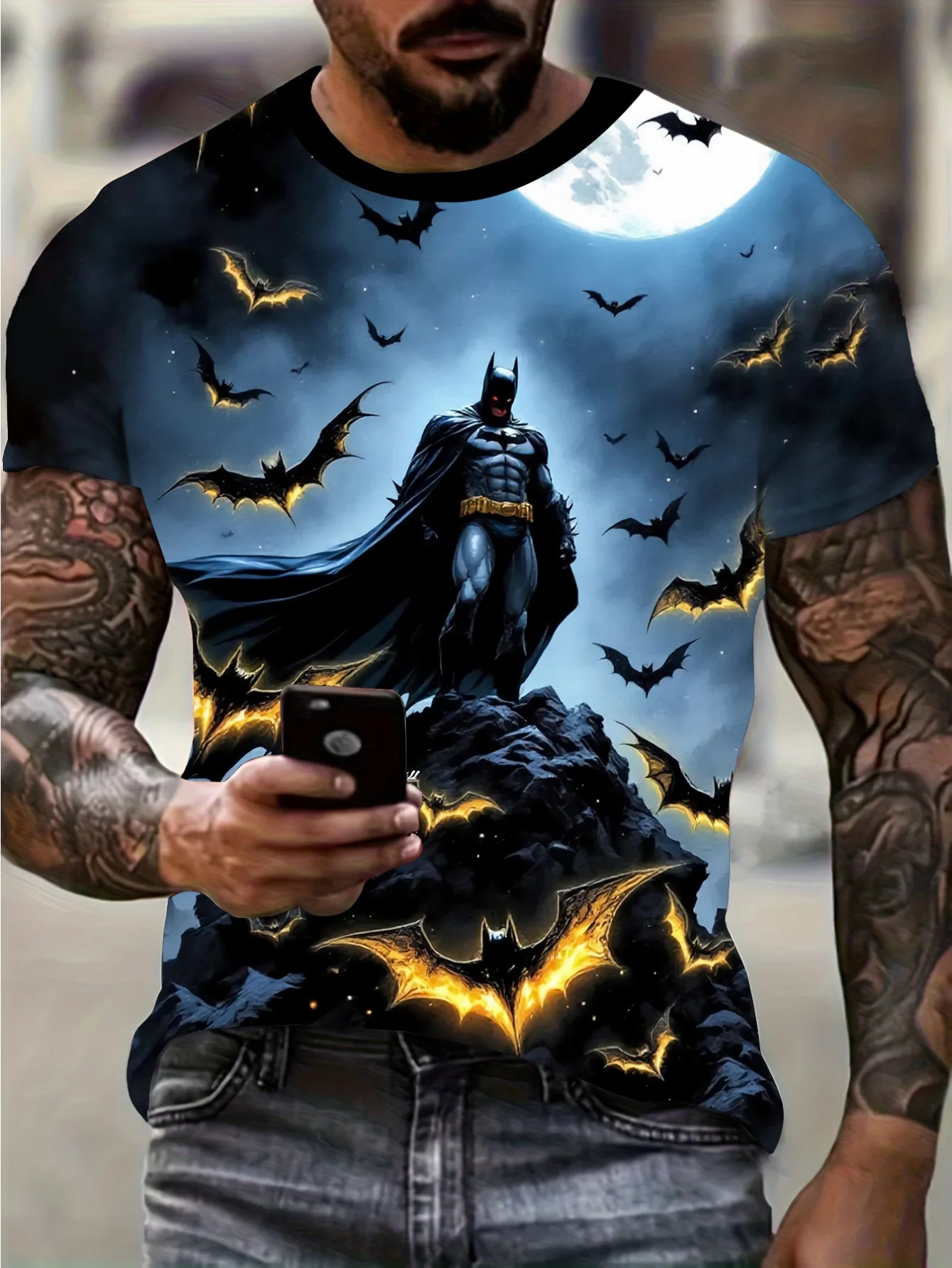 Marvel Men's Batman Graphic T-Shirt Short Sleeve Summer Tee with Bat ...