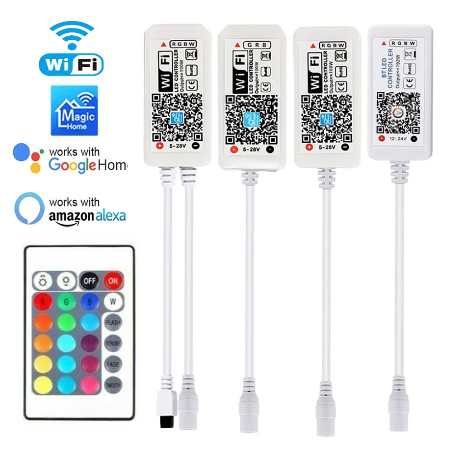 12V 24V LED Strip WIFI RGB RGBW Controller Android IOS APP Bluetooth ...