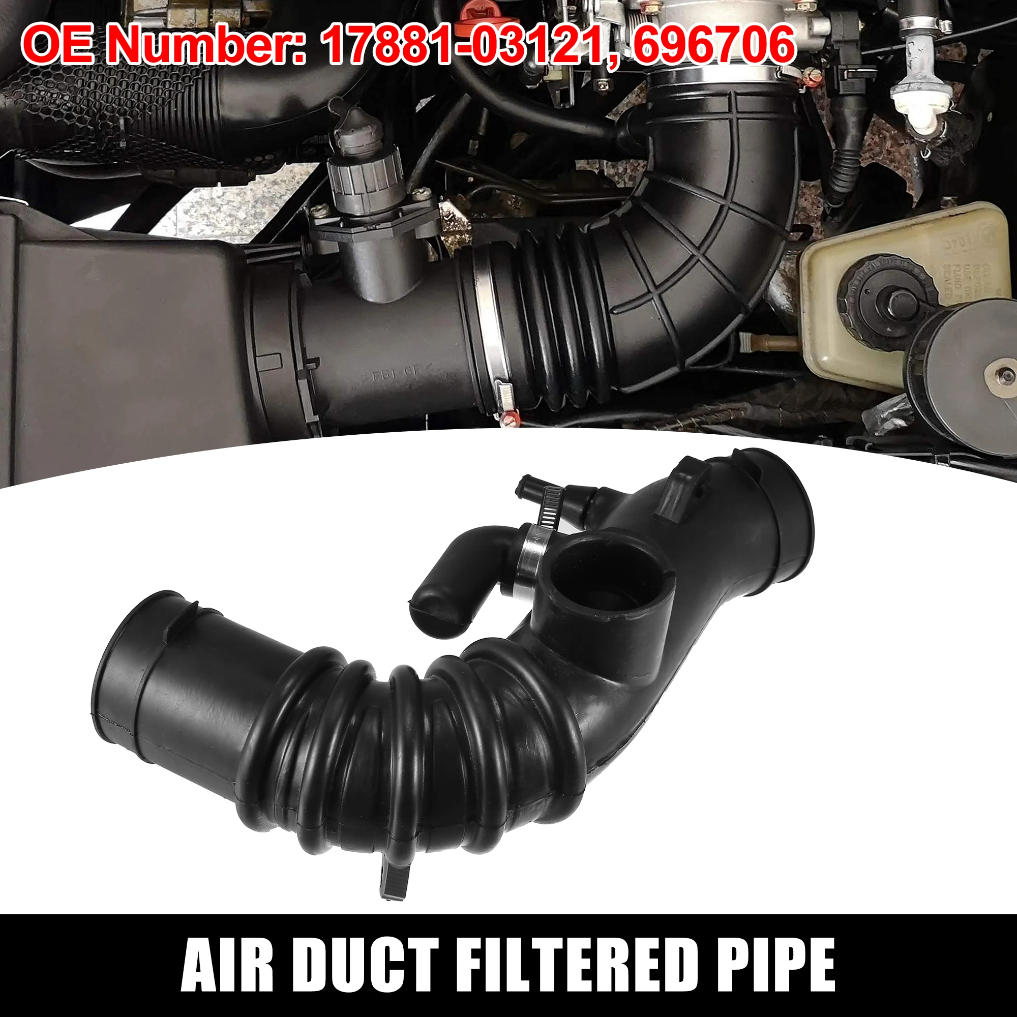 X Autohaux Car Engine Air Duct Filtered Pipe Air Intake Hose Filter ...