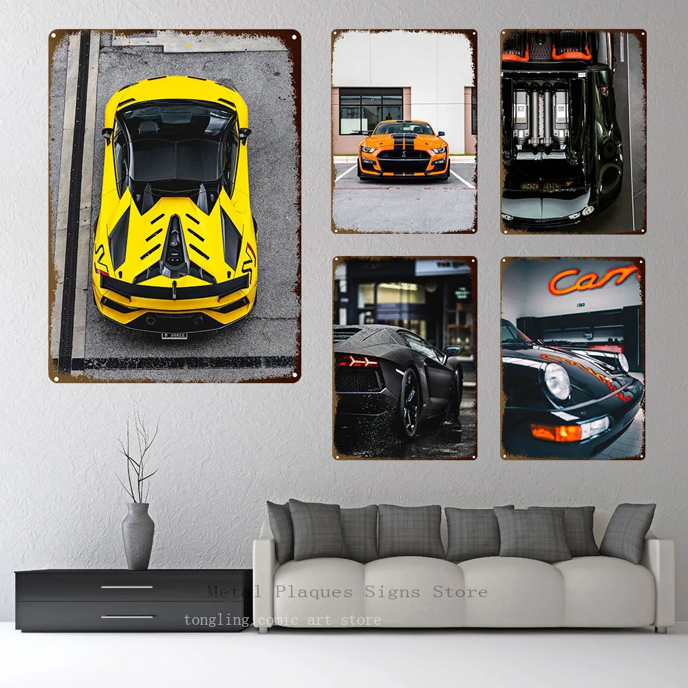 Retro Metal Plaque Signs Vintage Car Metal Poster Plate Tin Sign ...