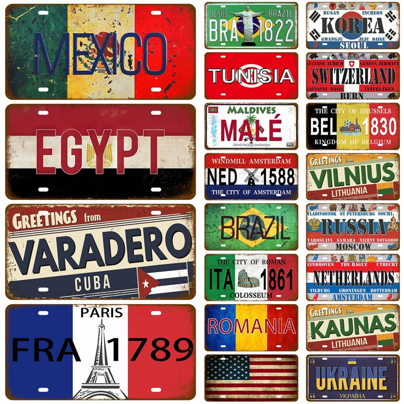 Retro-Licenses-Plate-Landmark-Country-Metal-Sign-Plaque-Metal-Vintage ...