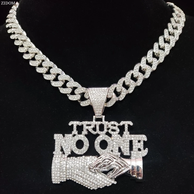 Men-Women-Hip-Hop-Trust-no-one-Pendant-Necklace-with13mm-Cuban-Chain ...
