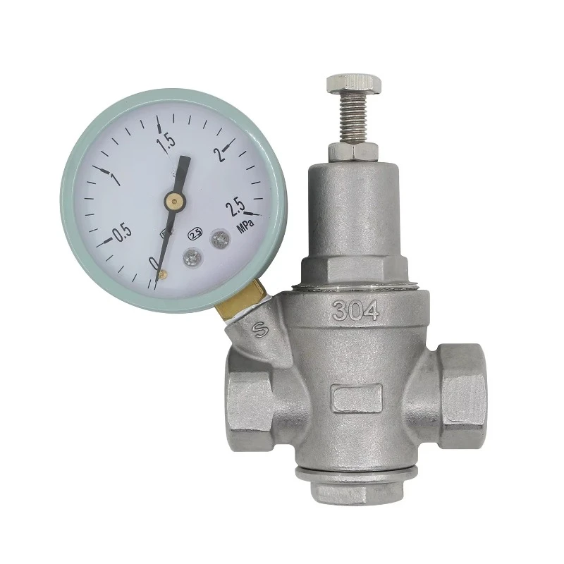 304 Stainless steel water pressure reducing valve with pressue gauge ...
