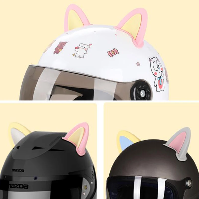 2pcs-set-Motorcycle-Helmet-Cat-Ears-Cute-Electric-Car-Motocross ...